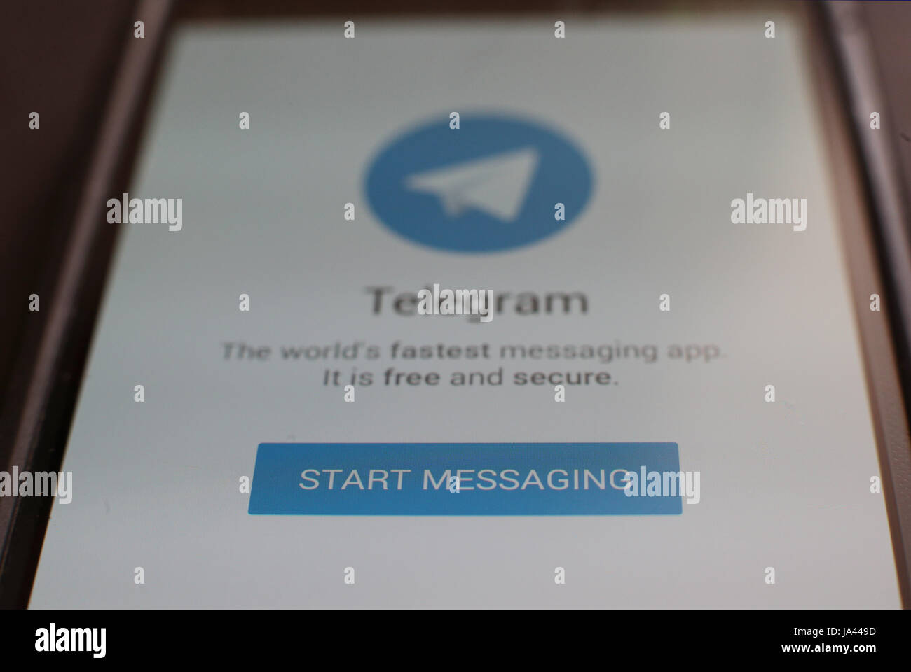 A view of the Telegram messaging app, which enables mobile phone users ...