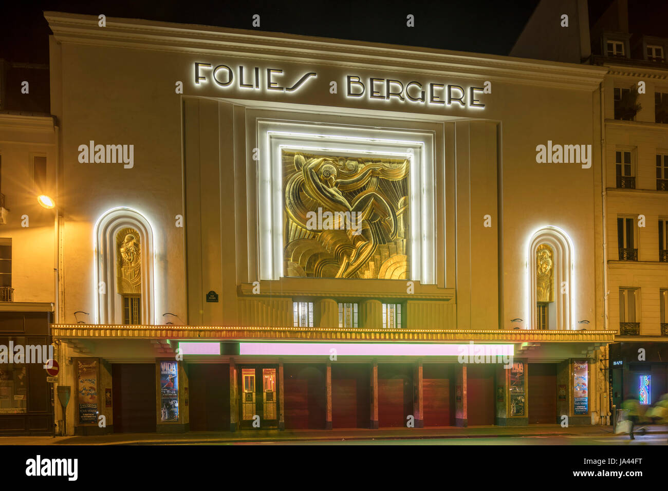 Maurice Pico's 1926 art deco facade of the Folies Bergere, Paris, Franc ...