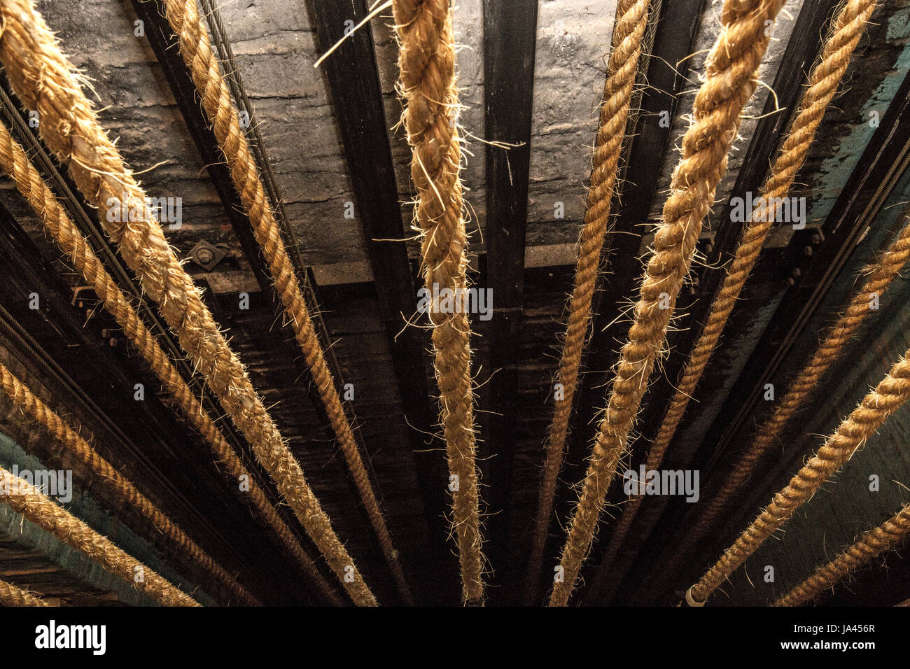 Behind the stage in an old theatre building - recesses, corners ...