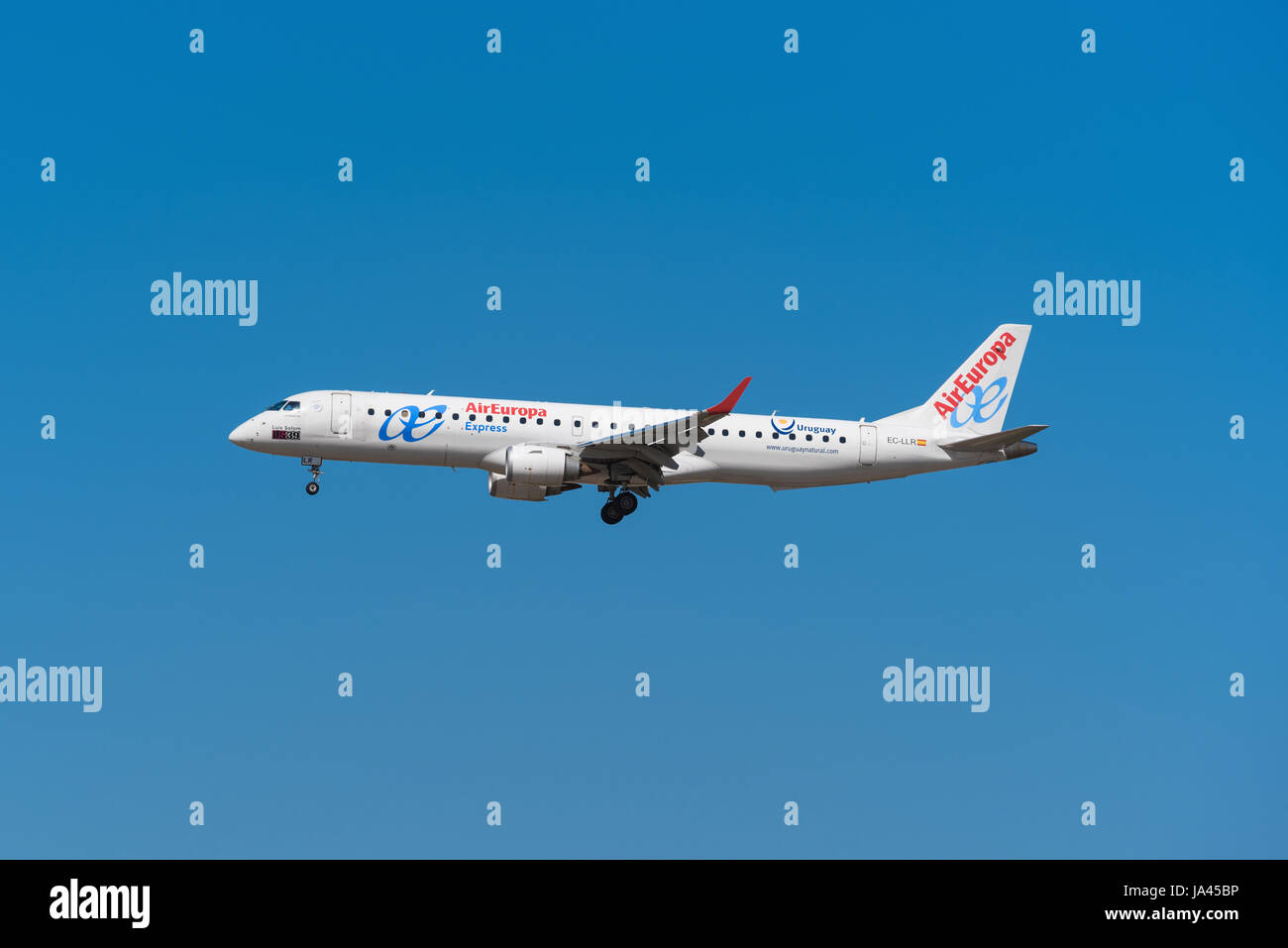 Madrid, Spain - May 22, 2017: Air Europa Embraer ERJ 195 LR is landing ...