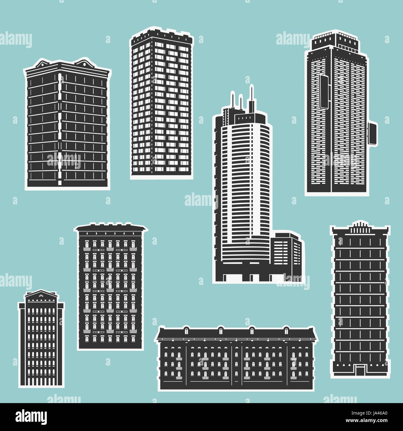 Building and skyscrapers silhouette vector set Stock Vector Image & Art ...