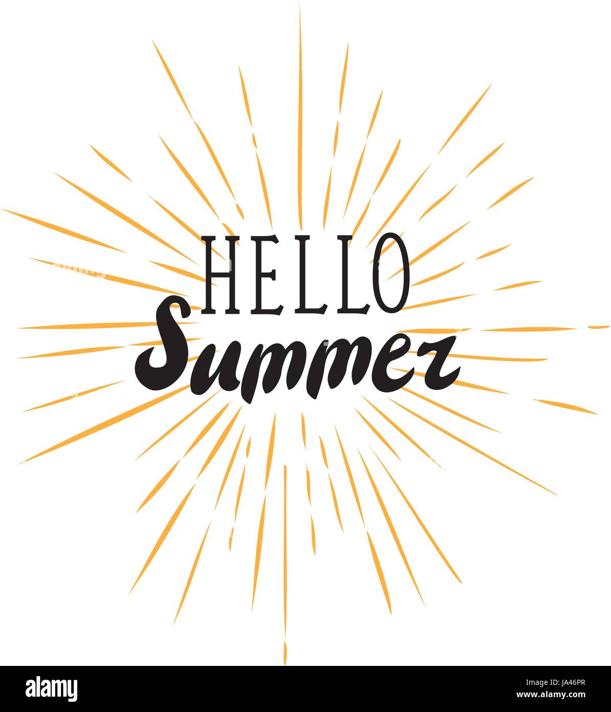 vector illustration of hello summer sun rays retro background Stock ...