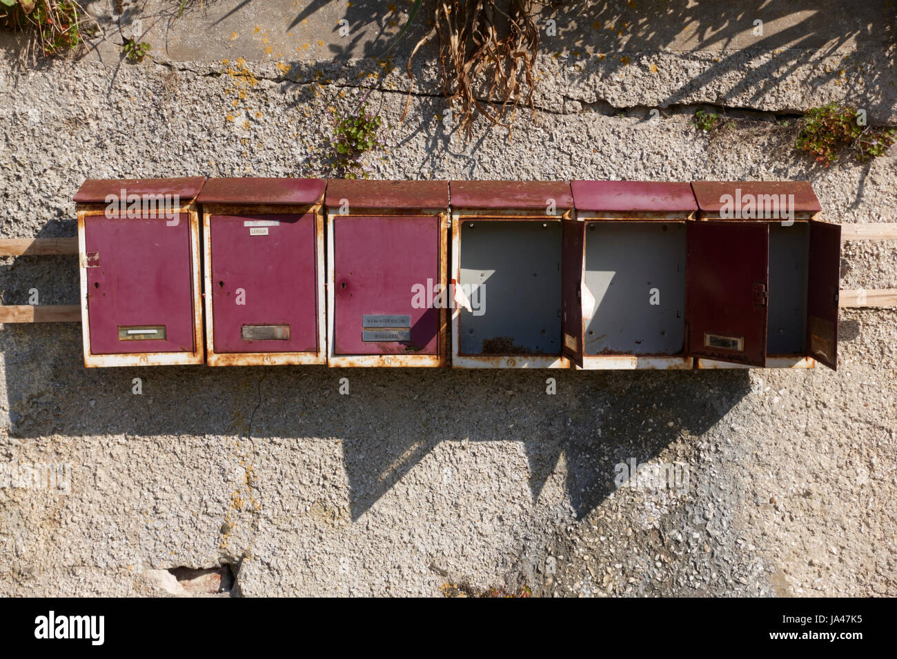 Old and ruined mailboxes in France Stock Photo - Alamy