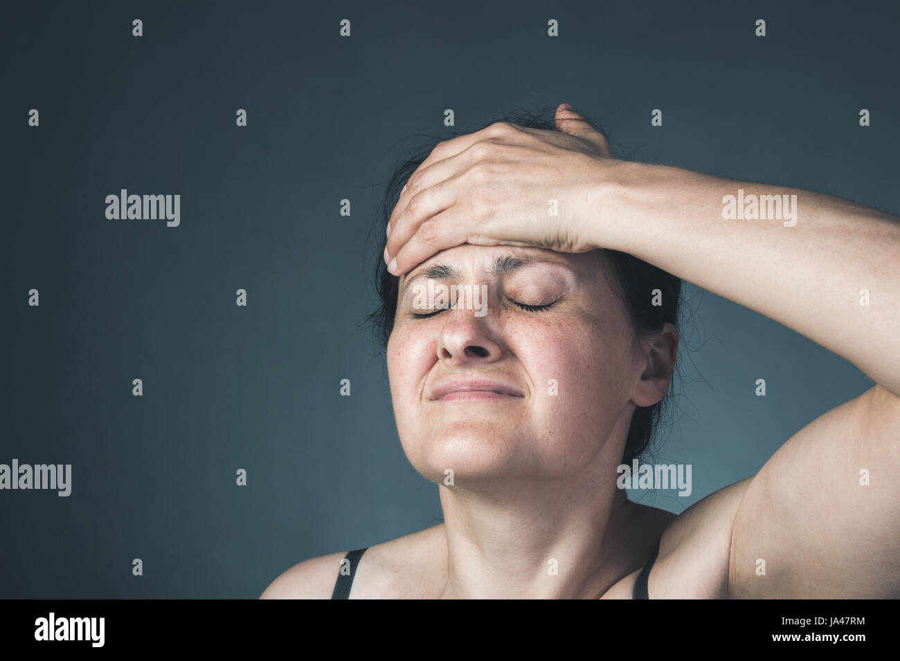 Woman tired sad face expression hi-res stock photography and images - Alamy