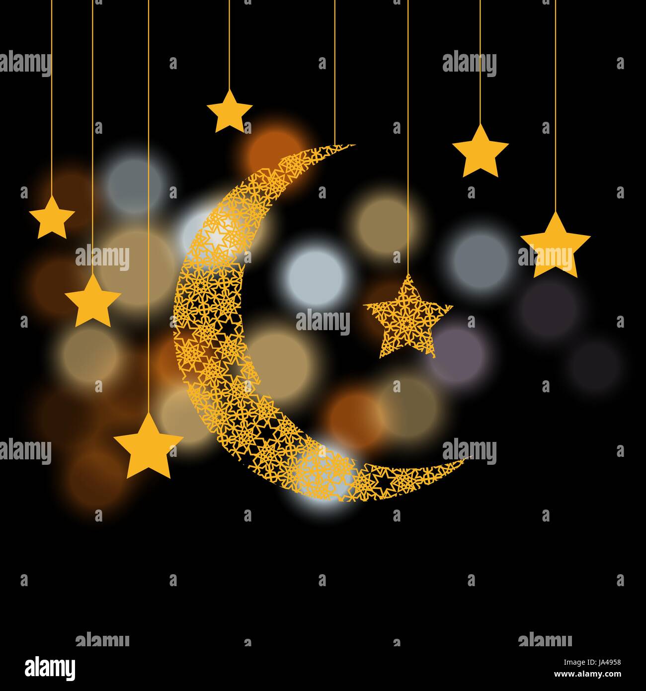 Ramadan. Crescent with the stars. Background of color glare ...