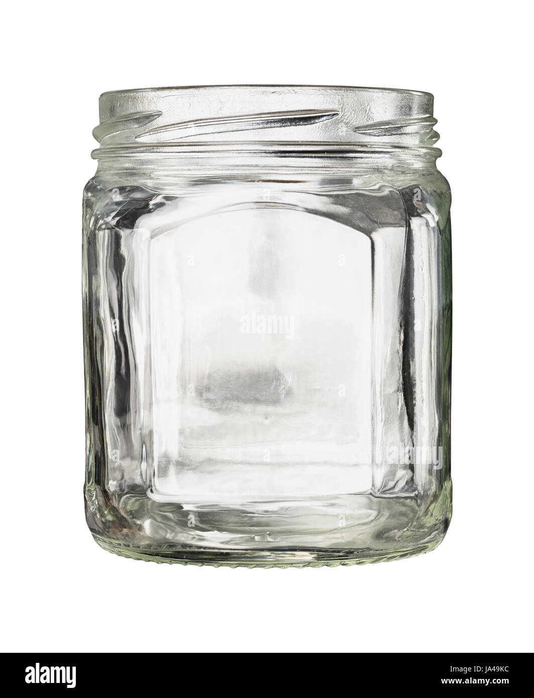 Open empty glass jar isolated on white Stock Photo - Alamy