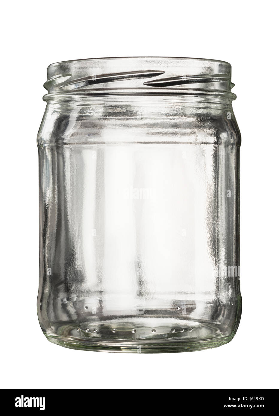 Open empty glass jar isolated on white Stock Photo - Alamy