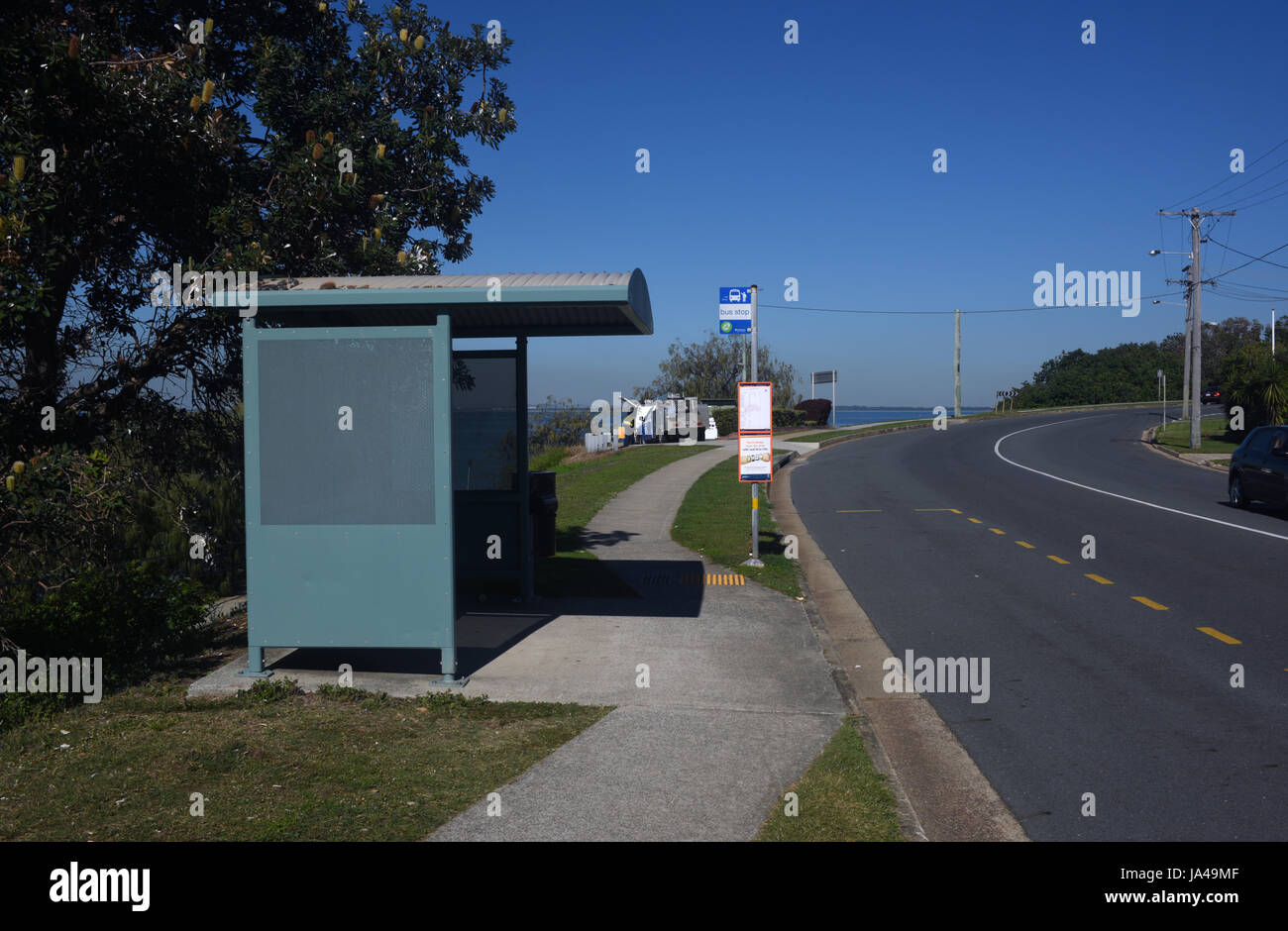 Redcliffe, Australia: Bus stop at Woody Point Stock Photo - Alamy