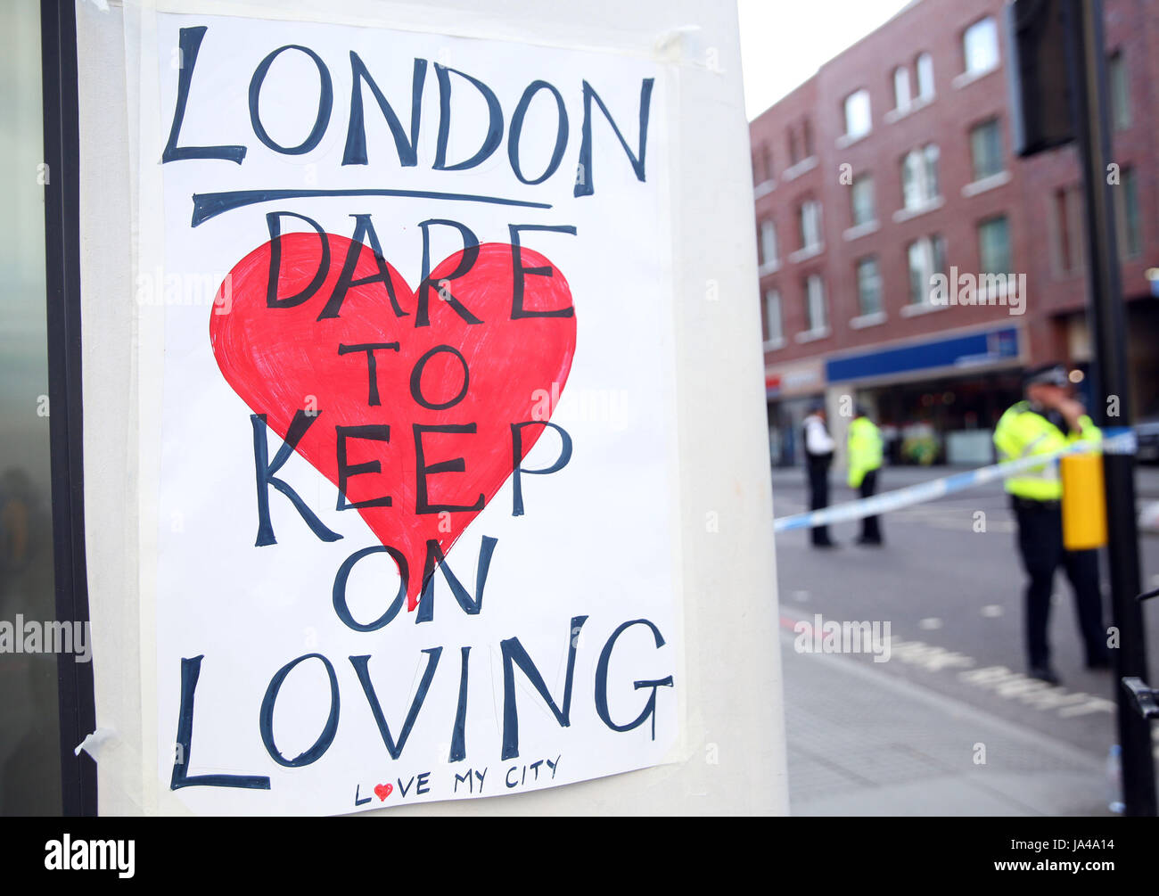 A poster near Borough Market in London following Saturday's terrorist ...
