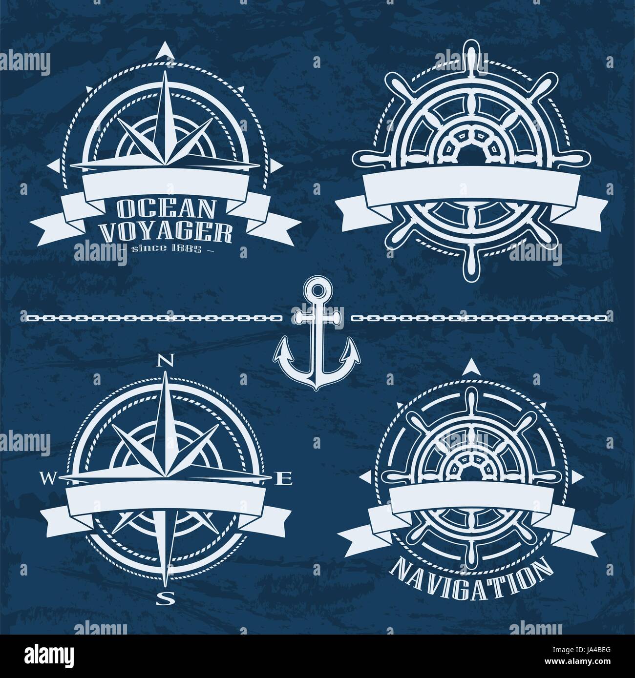 Set of vintage nautical design elements Stock Vector Image & Art - Alamy