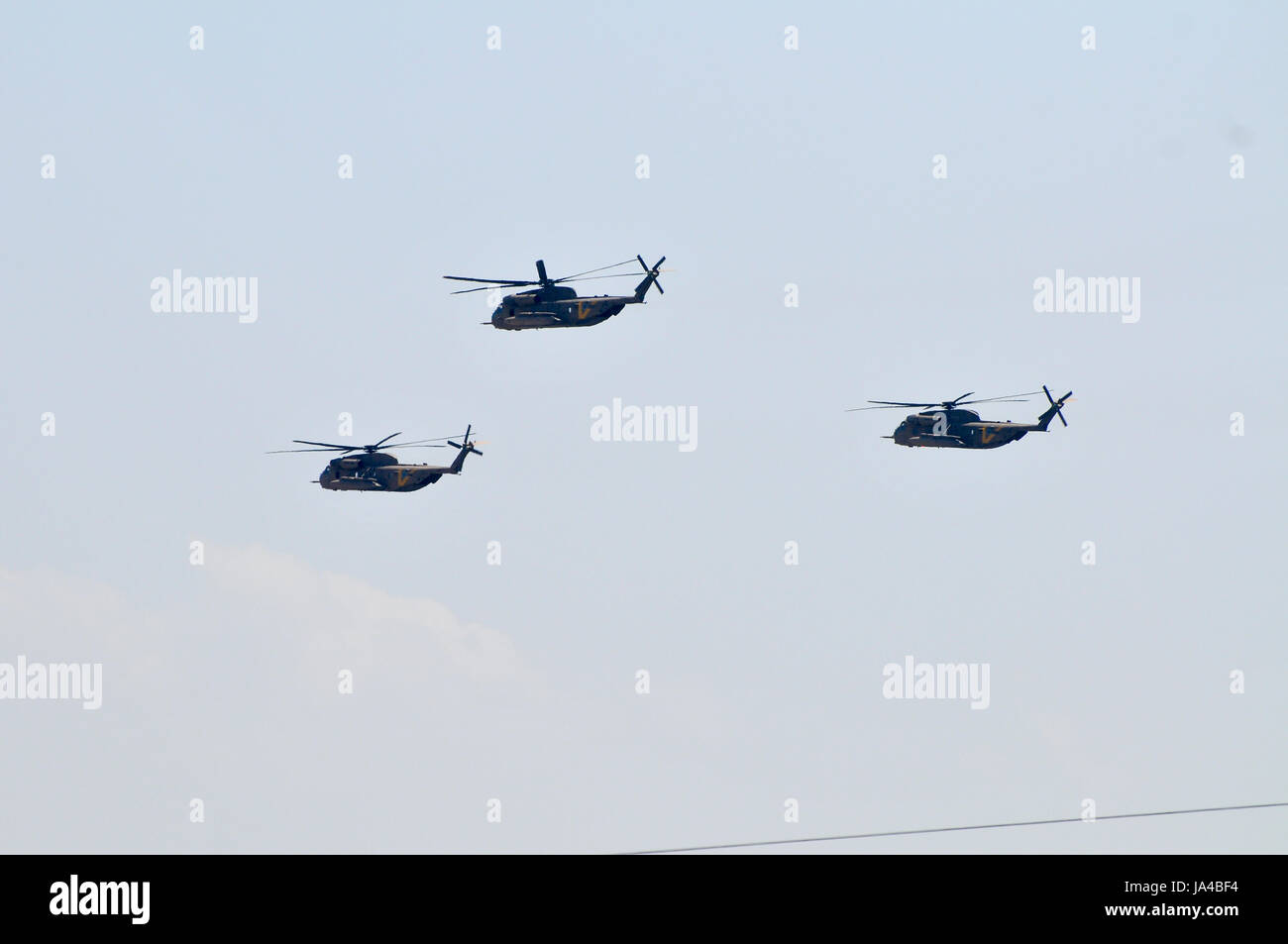 A formation of three Israeli Air force Sikorsky CH-53 helicopters in ...