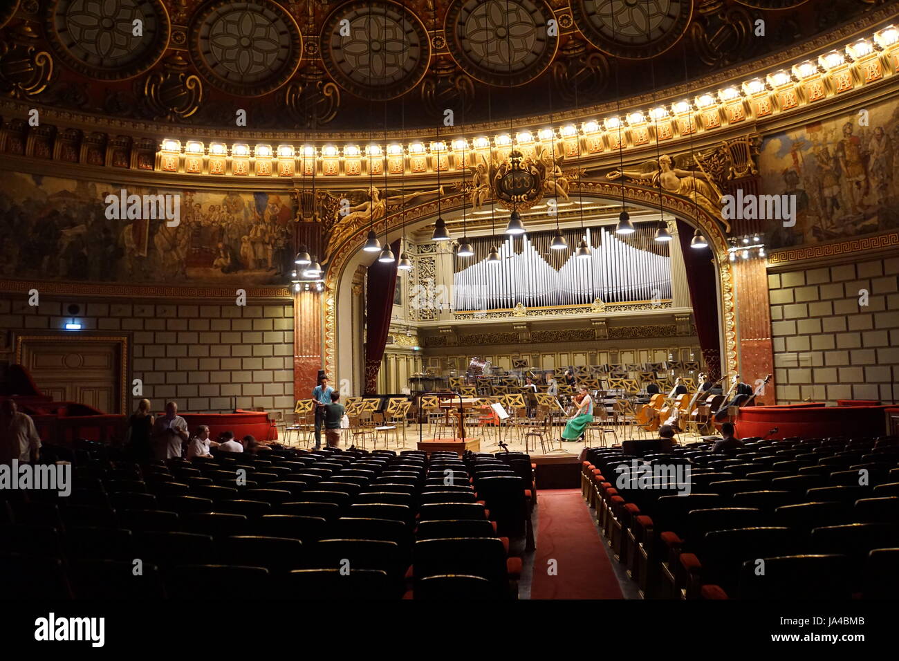 Interior of the Romanian Atheneum, a concert hall in Bucharest, Romania ...