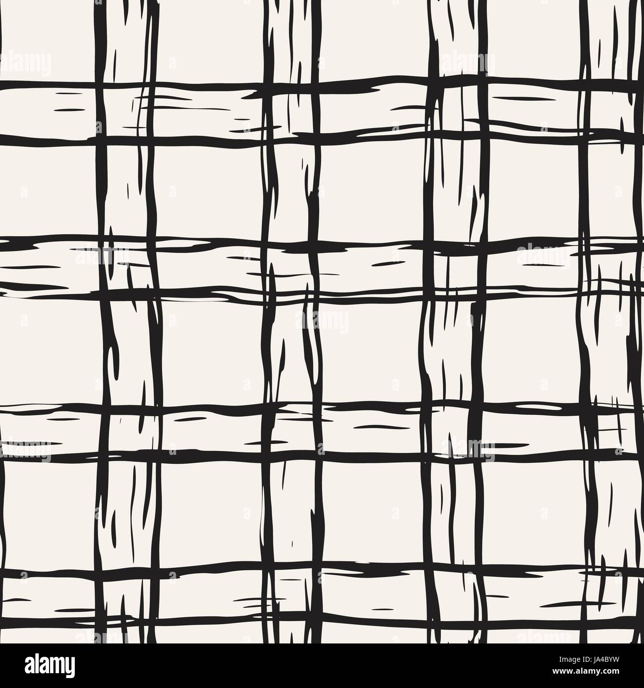 Hand drawn seamless plaid pattern. Allover pattern with ink doodle ...