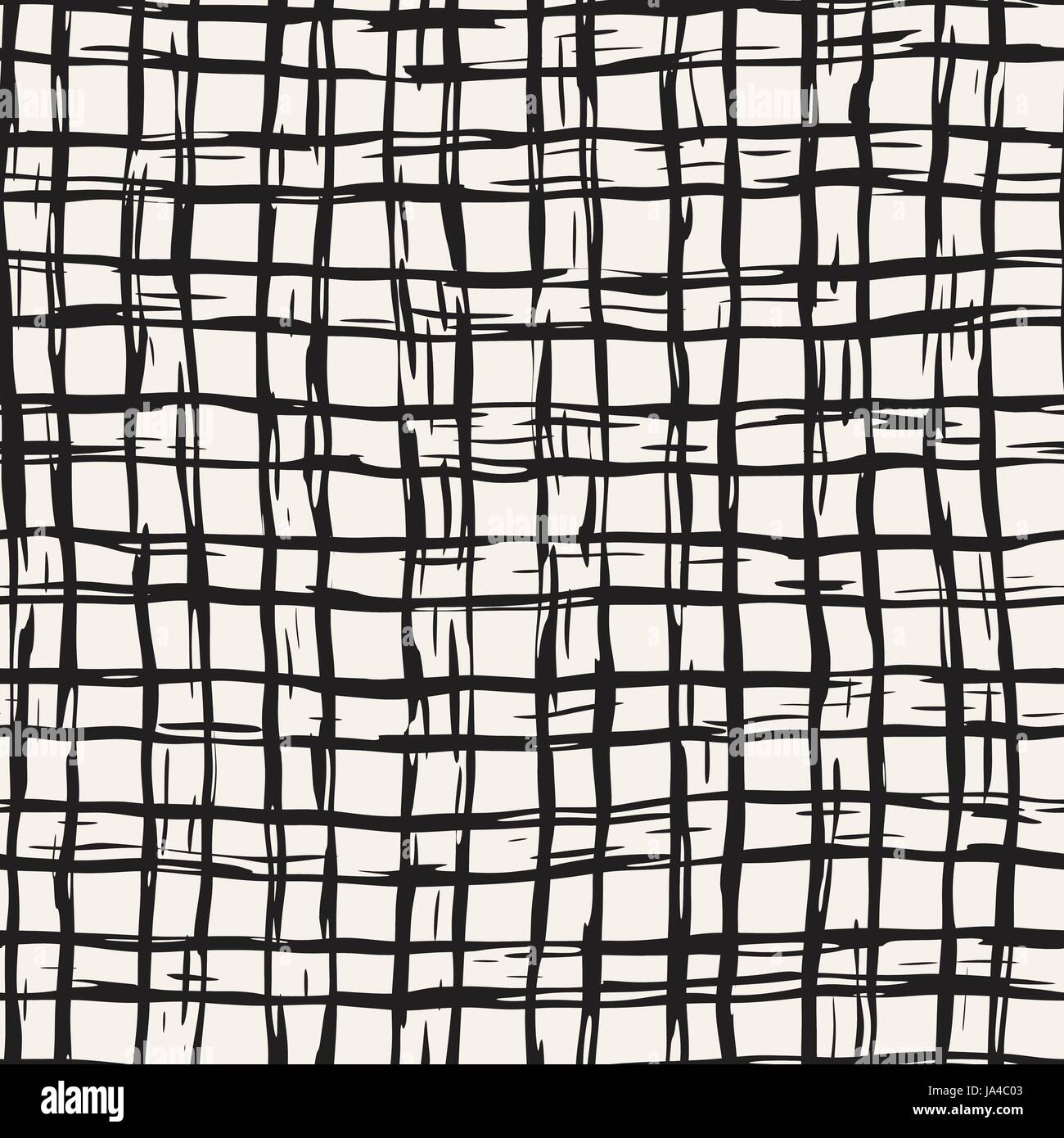 Hand drawn seamless plaid pattern. Allover pattern with ink doodle ...