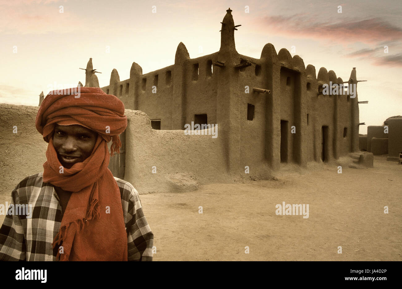 Mali, Djenne - January 25, 1992: impressive mosques built entirely of ...