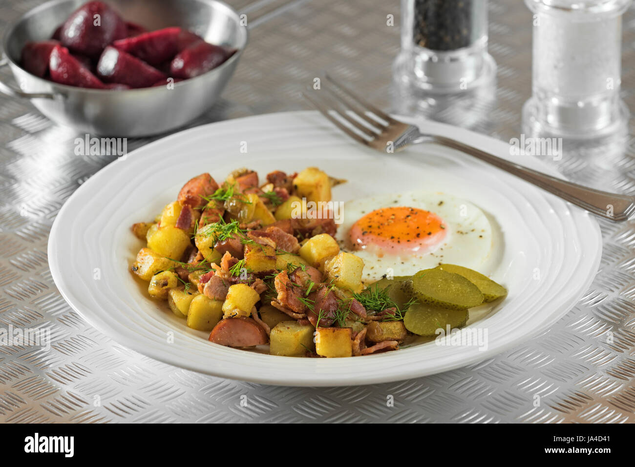Pyttipanna. Swedish meat and potato hash. Sweden Food Stock Photo - Alamy
