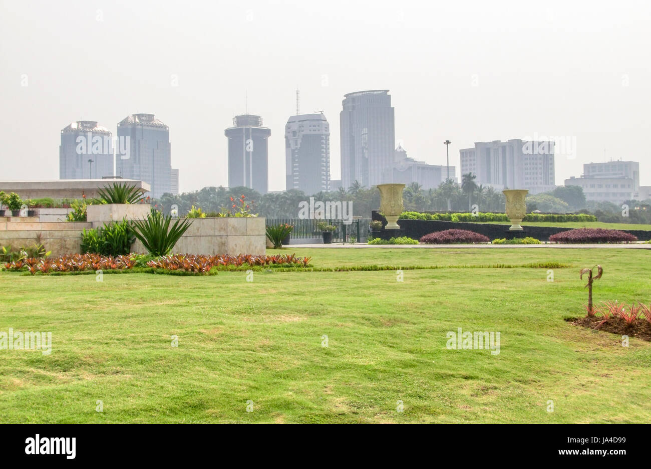 Skyline of Jakarta, the capital city of Indonesia, located on a island ...