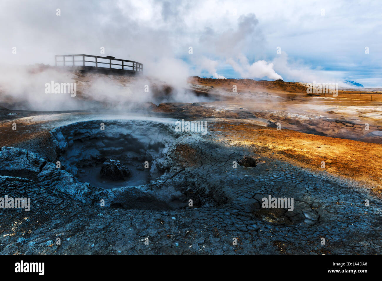 Smoking fumaroles on Hverarond valley, north Iceland, Europe Stock ...