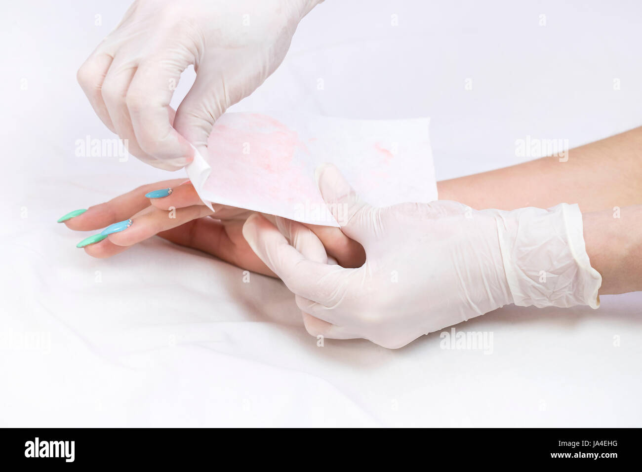 Process depilation female legs and hands in a beauty salon Stock Photo ...