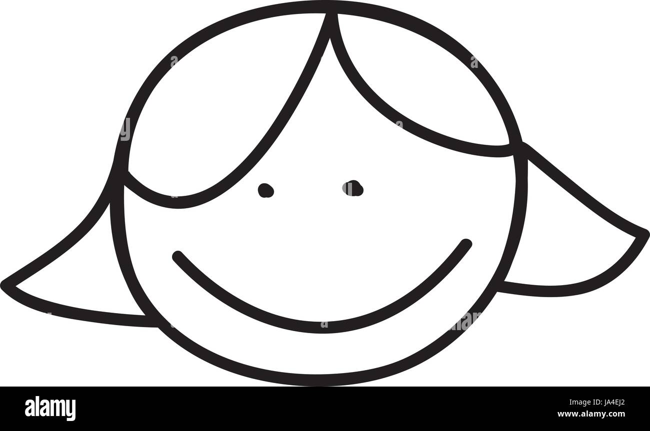 cute girl head drawing character Stock Vector Image & Art - Alamy