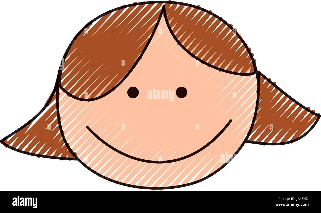cute girl head drawing character Stock Vector Image & Art - Alamy