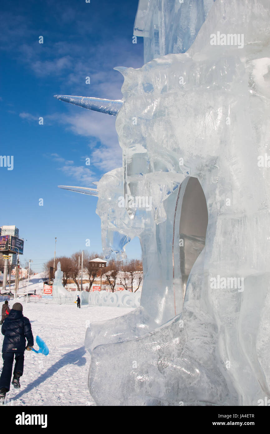 PERM, Russia, February, 06.2016: beautiful ice sculptures on the ...