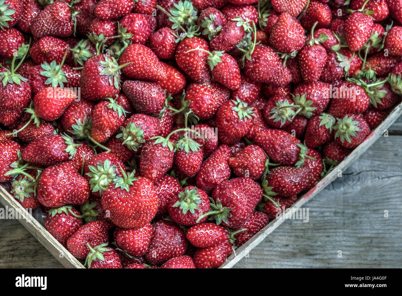 Strawberries in a wooden box Stock Photo - Alamy