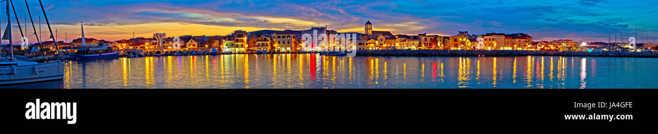 blue, house, building, city, town, night, nighttime, lights, summer ...