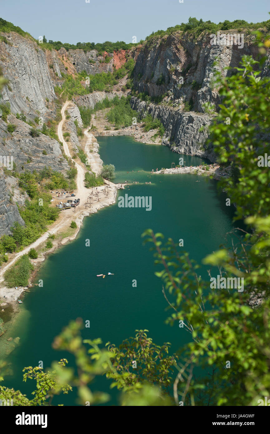 stone, rock, ravine, deep, quarry, lake for bathing, salt water, sea ...