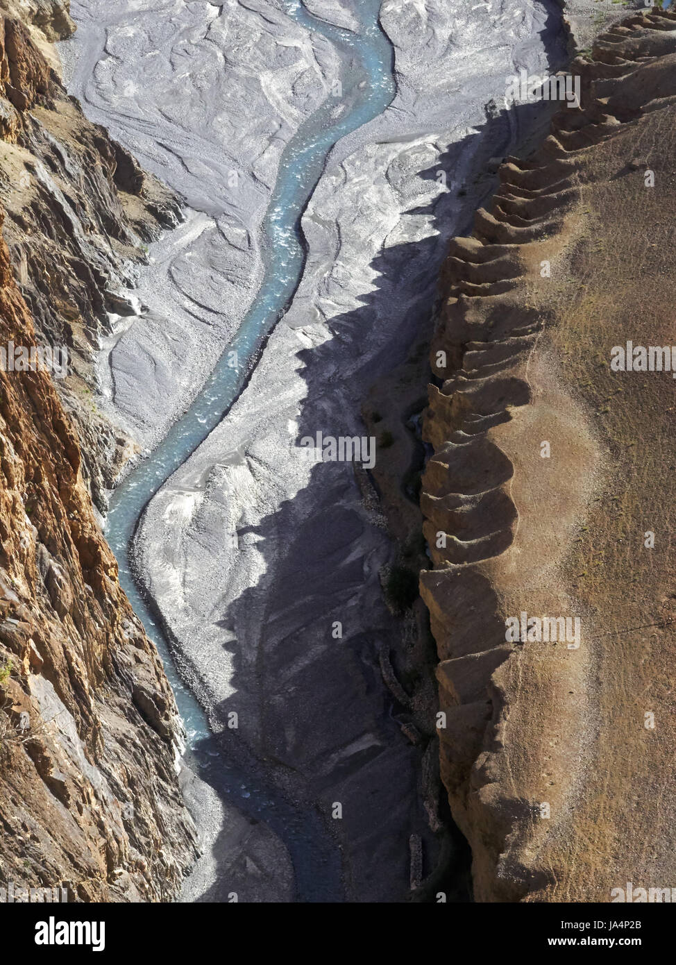 The riverbed is mountain stream photographed from above from a height ...