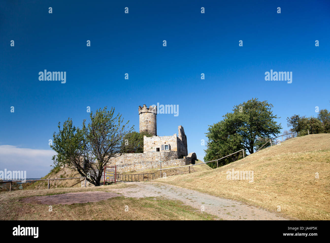 fields, ruin, thuringia, chateau, castle, landscapes, historical, tree ...
