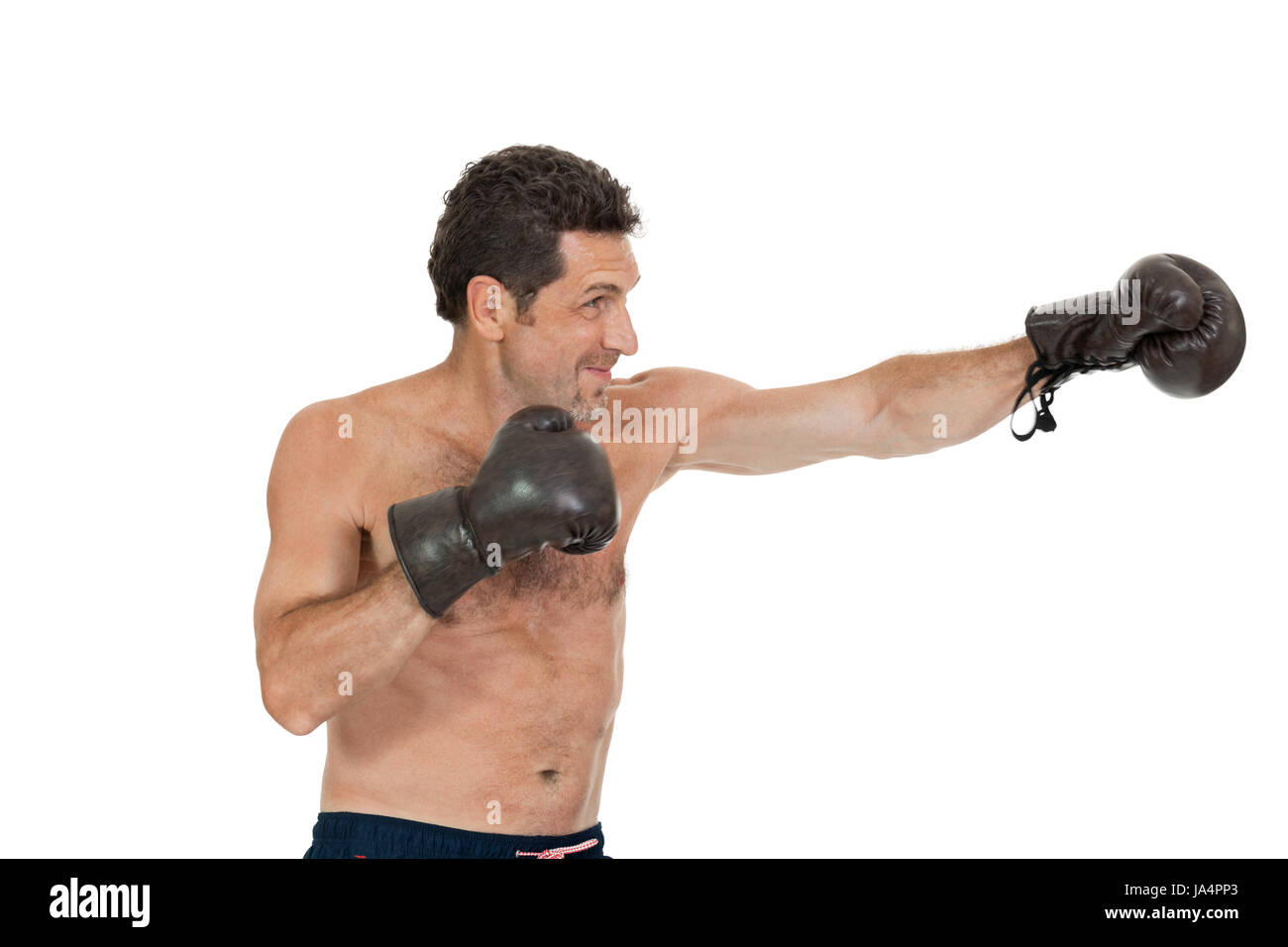 adult athletic male boxer with boxing gloves Stock Photo - Alamy