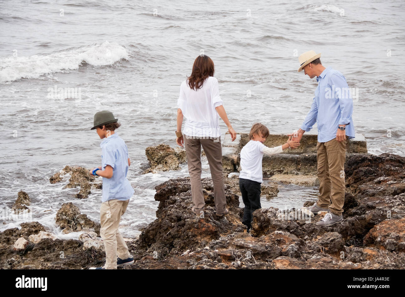 happy family with children in the seaside holiday Stock Photo - Alamy