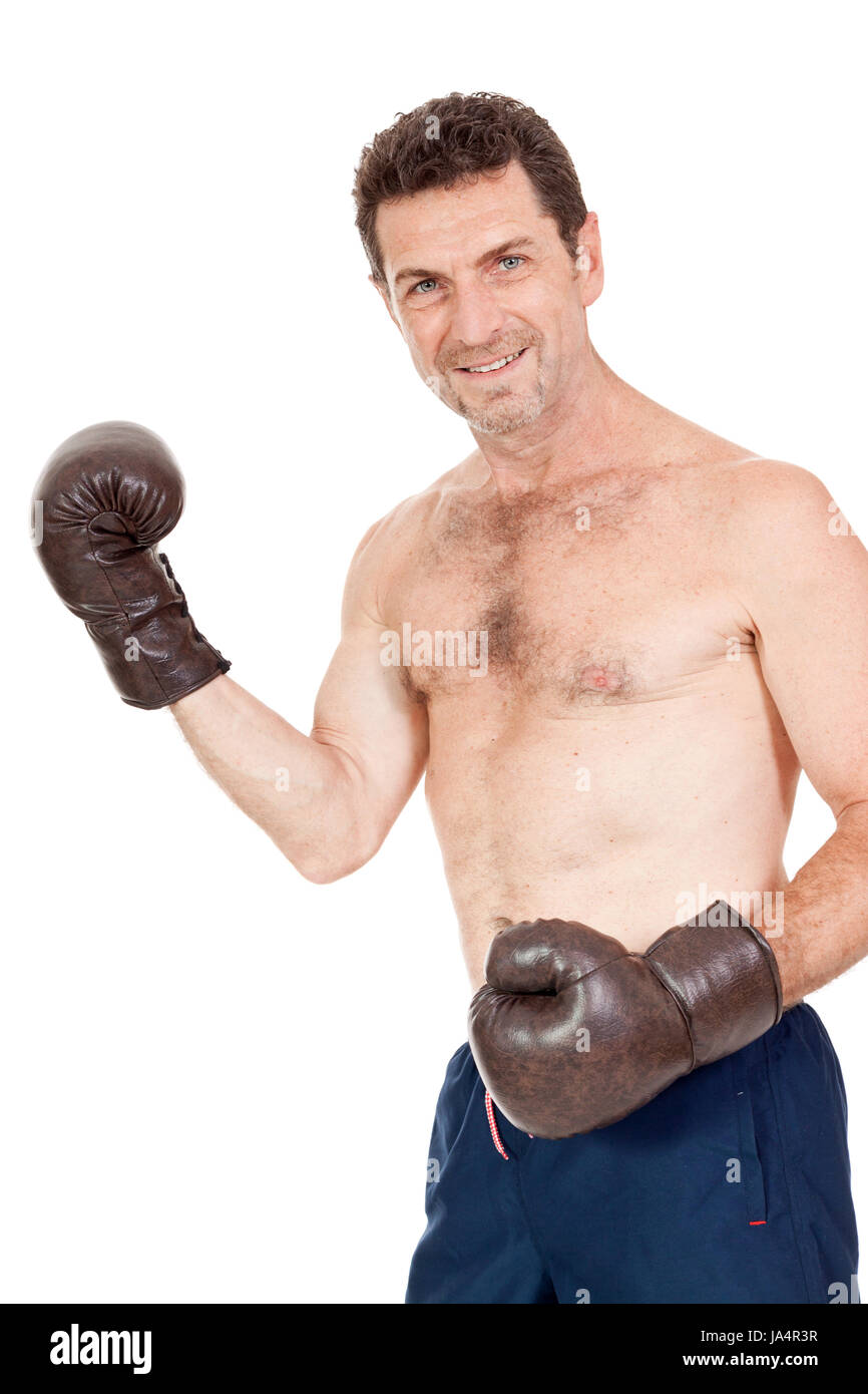 adult athletic male boxer with boxing gloves Stock Photo - Alamy