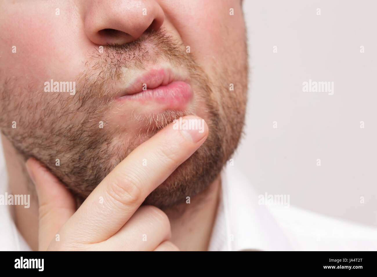 Portrait closeup caucasian confused skeptical man thinking. Human face ...