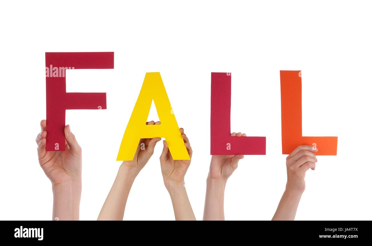 Some Hands Holding the English Word Fall Stock Photo - Alamy