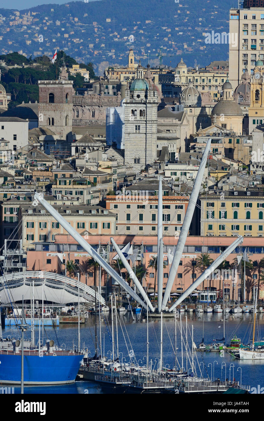 Bigo and Genoa Harbor, Genoa, Liguria, Italy Stock Photo - Alamy