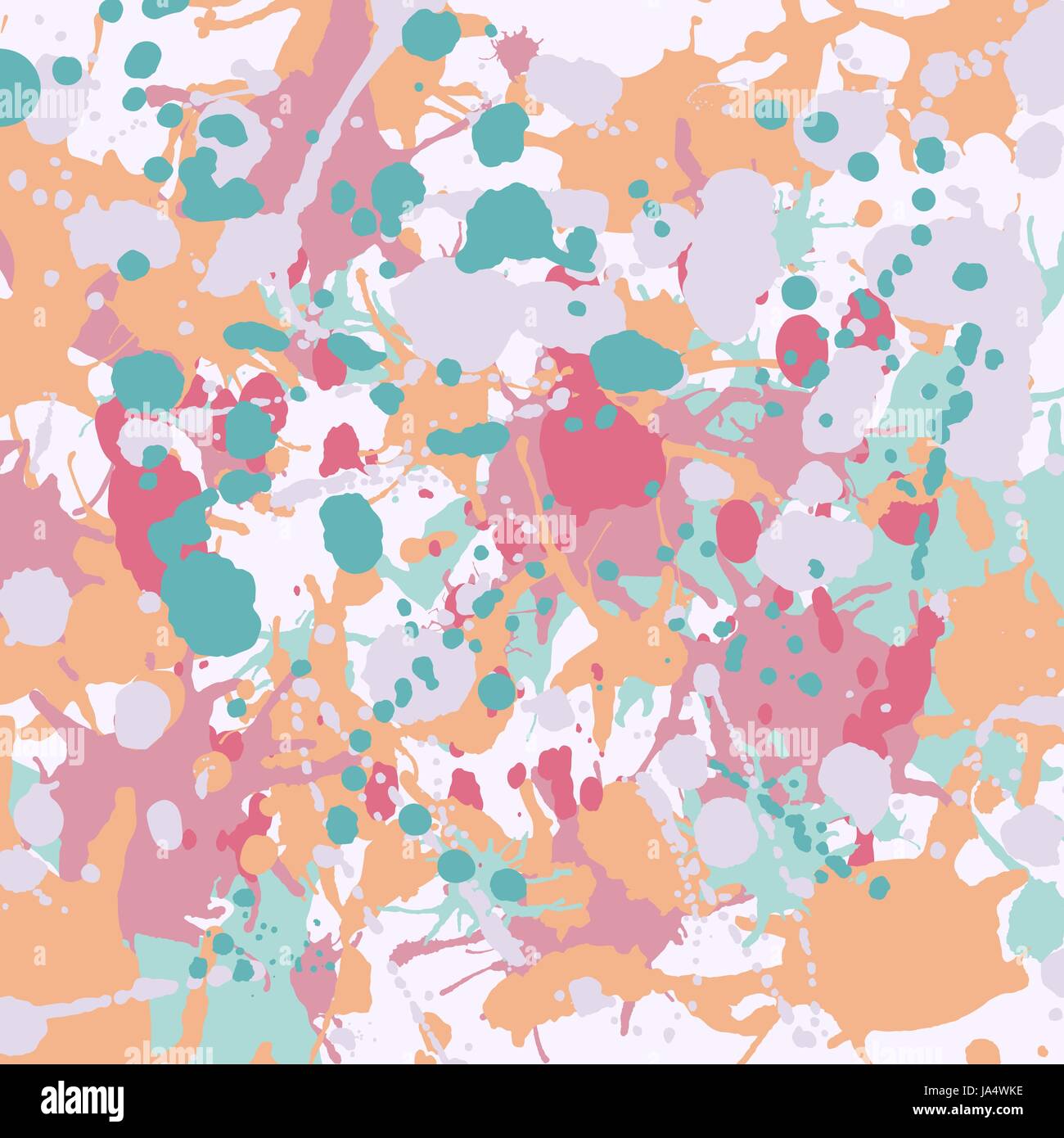 Turquoise red pink orange ink paint splashes vector colorful background ...