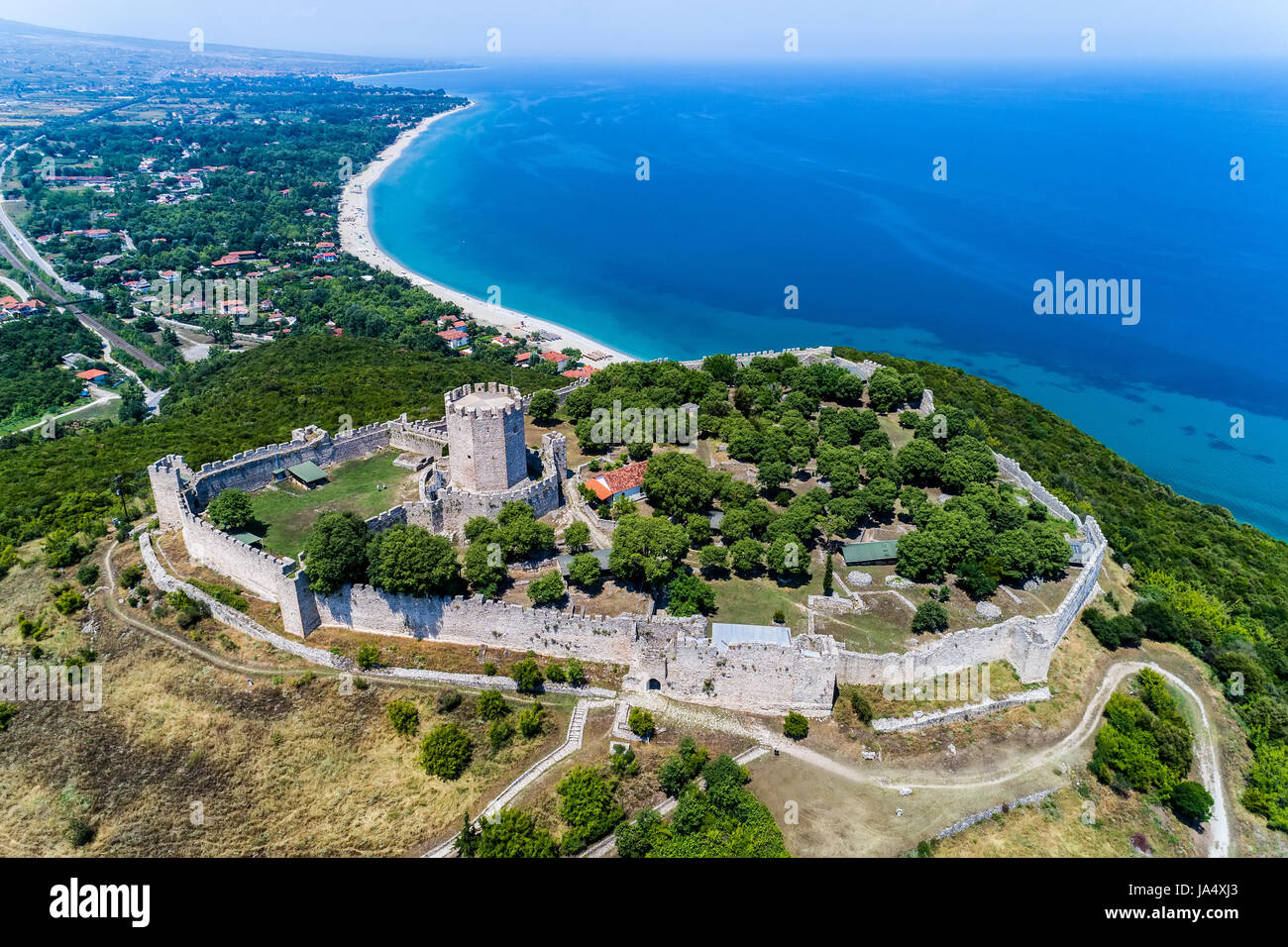 Aerial view of the castle of Platamon, Pieria, Macedonia, Greece Stock ...