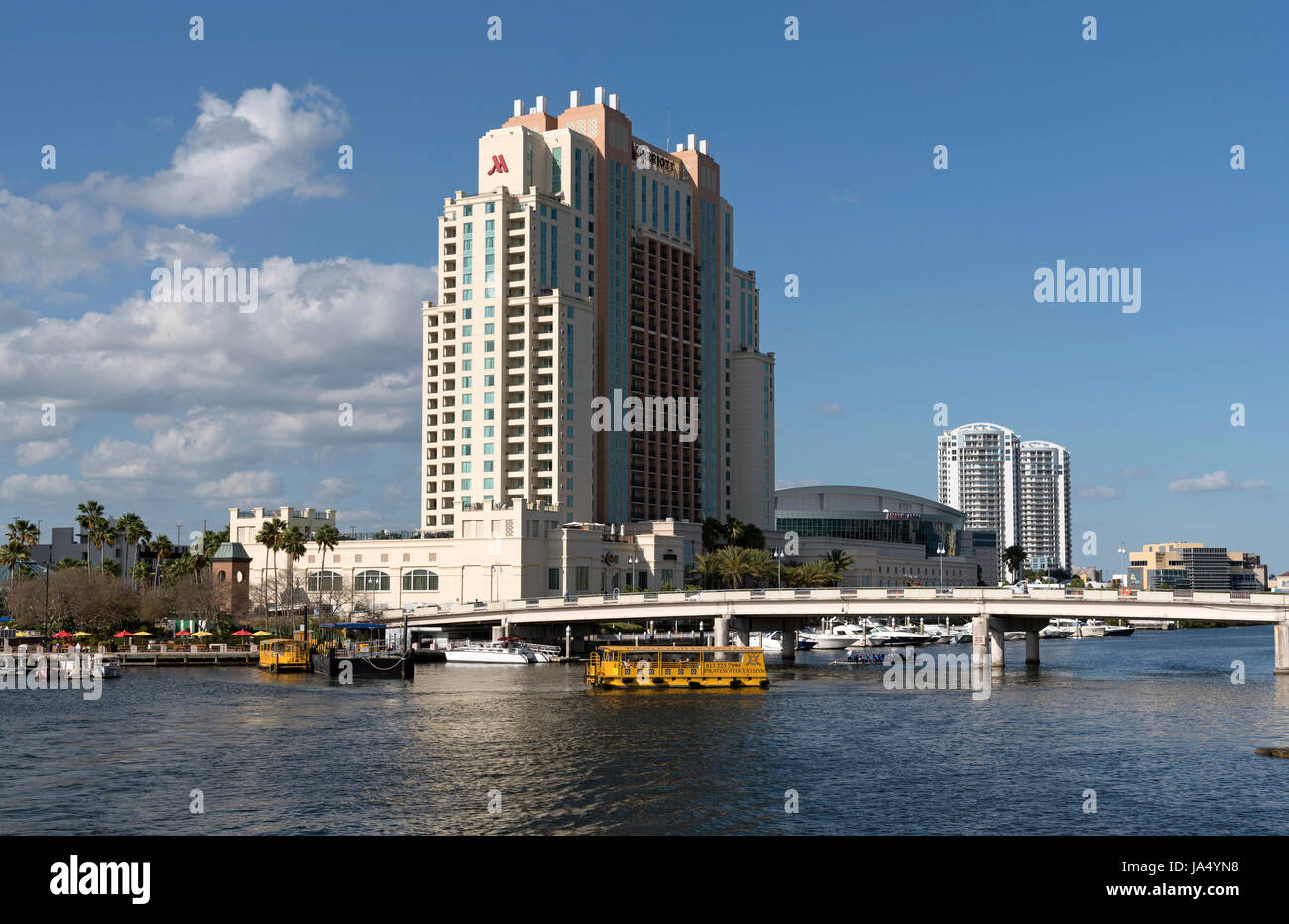 The waterfront area and skyline landscape of buildings in Tampa Florida ...