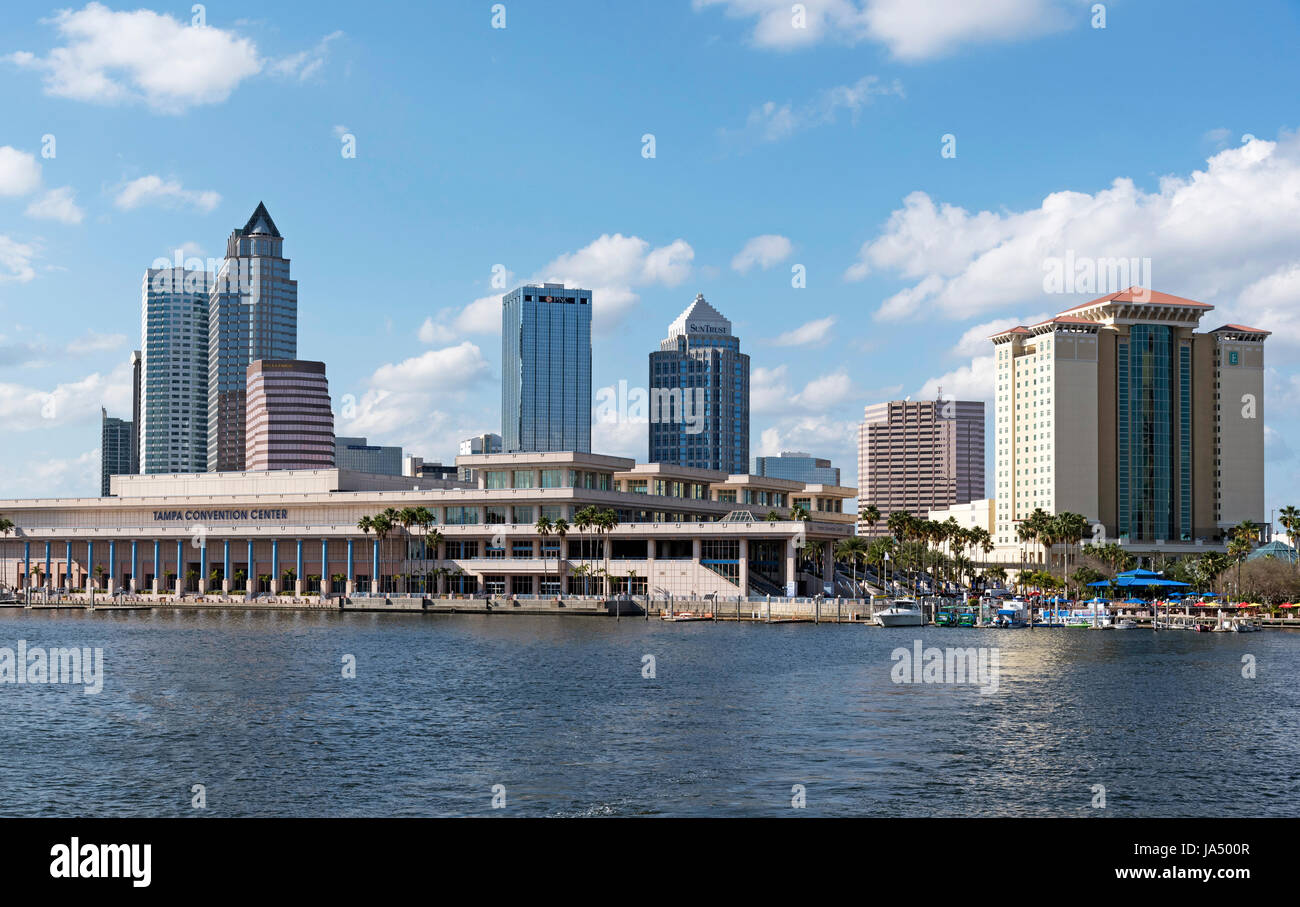 The Convention Center in the waterfront area and skyline landscape of ...
