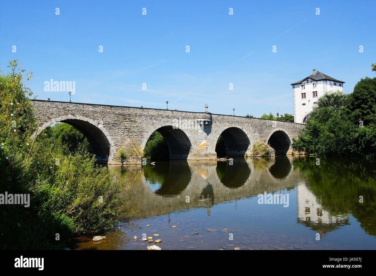bridge, mirroring, germany, german federal republic, blue, tower ...