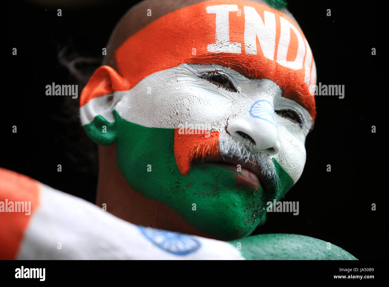 An Indian fan during the ICC Champions Trophy, Group B match at ...