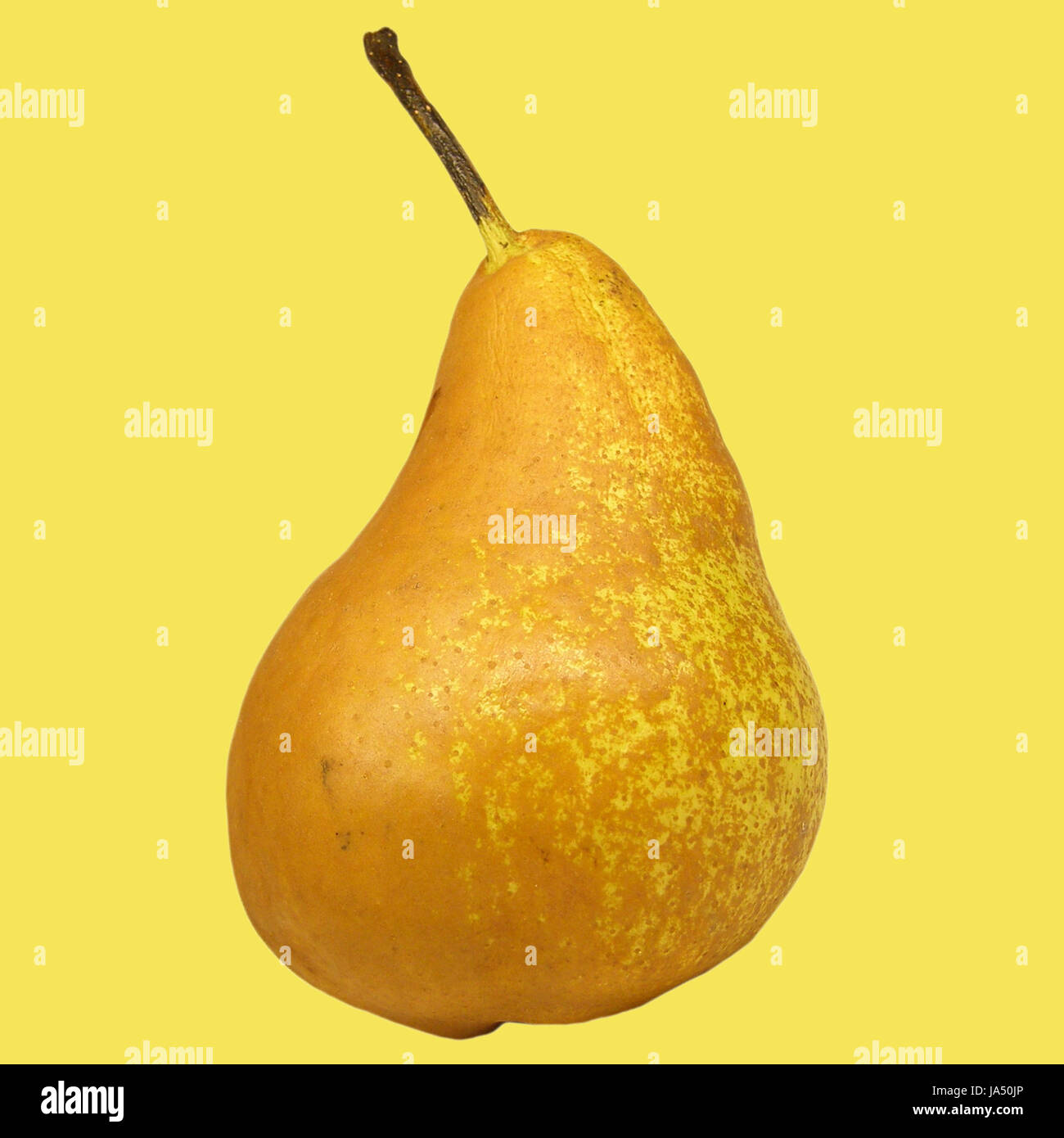 Pear fruits picture isolated over yellow background Stock Photo - Alamy