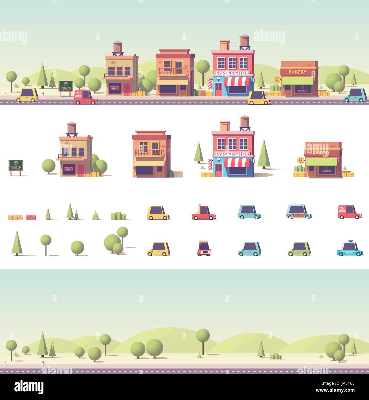 Vector low poly 2d buildings and city scene Stock Vector Image & Art ...