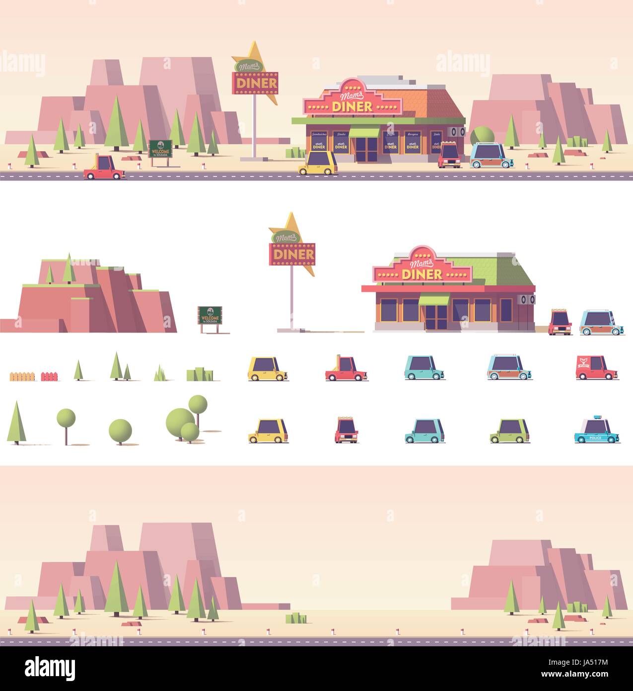 Vector low poly 2d buildings and city scene Stock Vector Image & Art ...