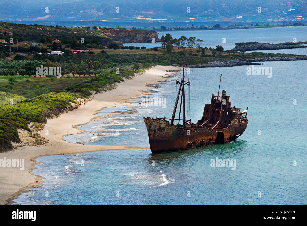 greece, beach, seaside, the beach, seashore, rusty, shipwreck, ship ...