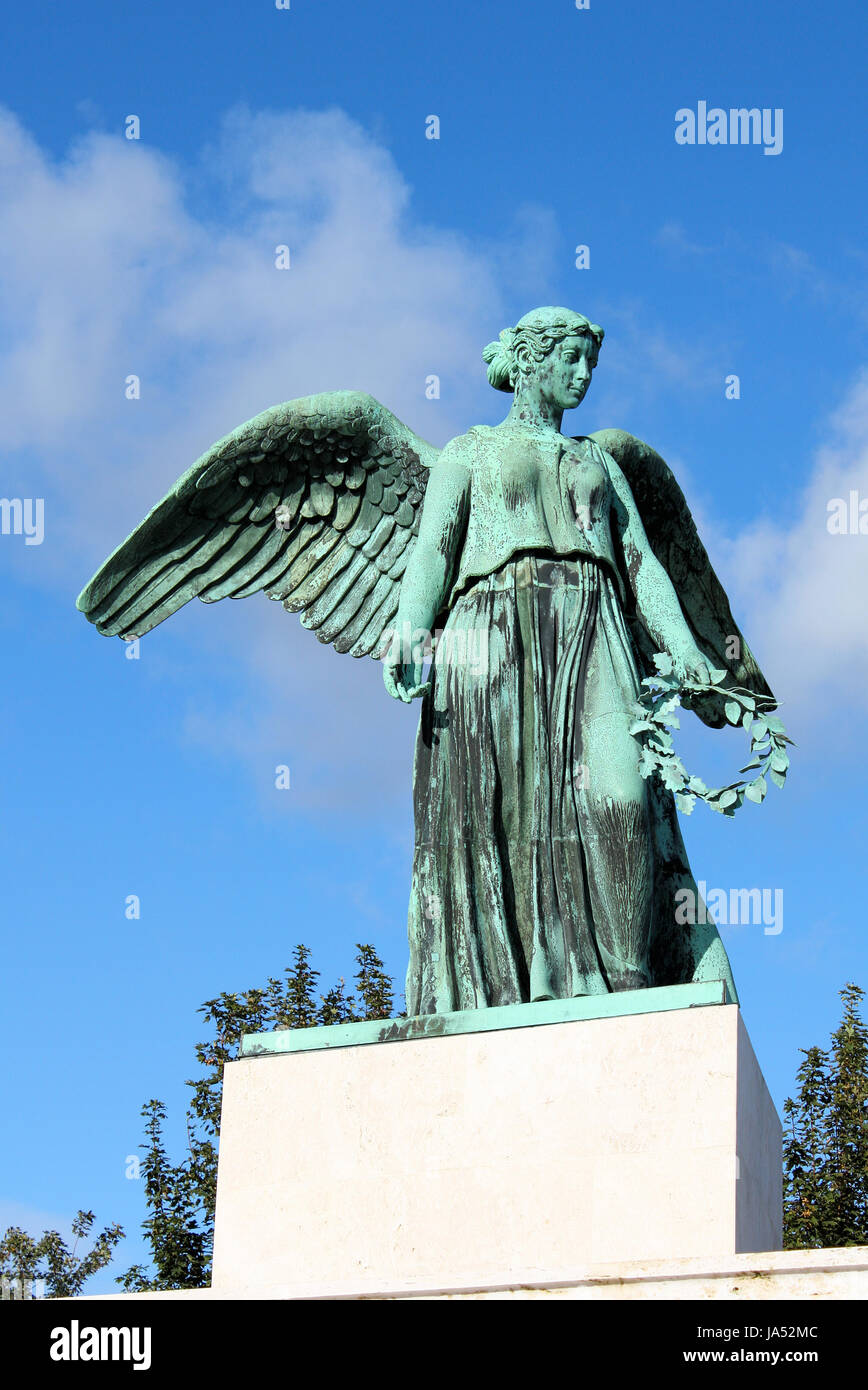 woman, statue, denmark, angel, angels, pedestal, plinth, copenhagen ...