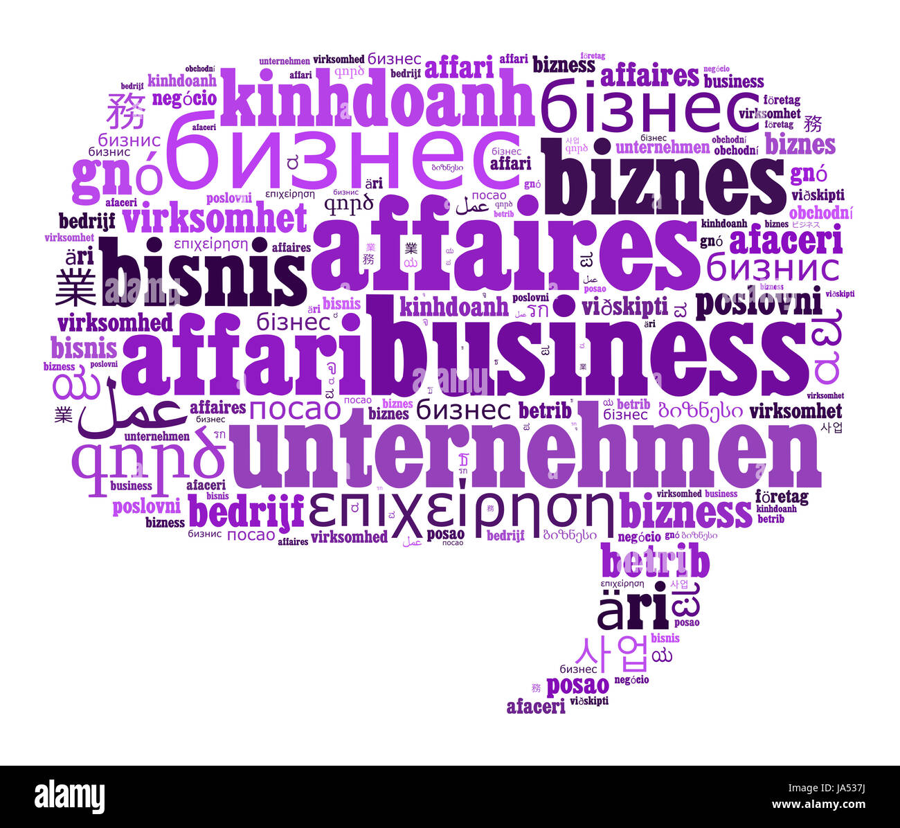 Business in different languages word cloud concept Stock Photo - Alamy