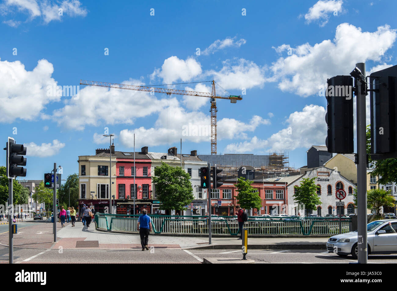Enormous crane dominates the Cork city skyline, cork, Ireland with copy ...